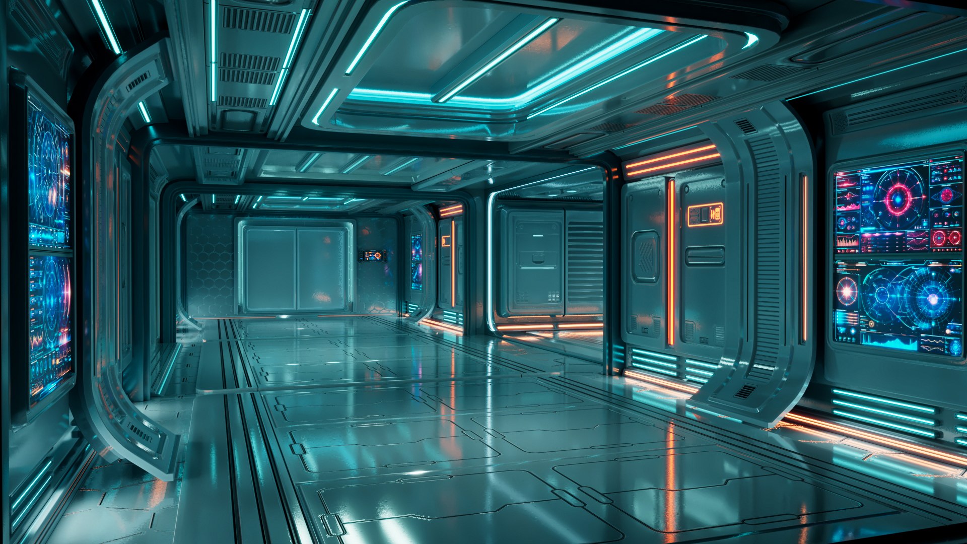 Sci-Fi Corridor Station Interior 3D - TurboSquid 2497303