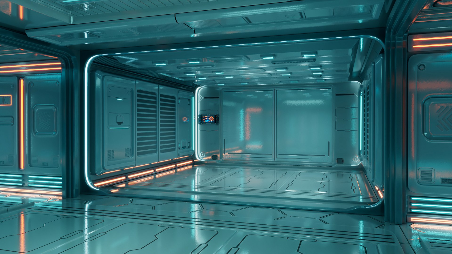Sci-Fi Corridor Station Interior 3D - TurboSquid 2497303