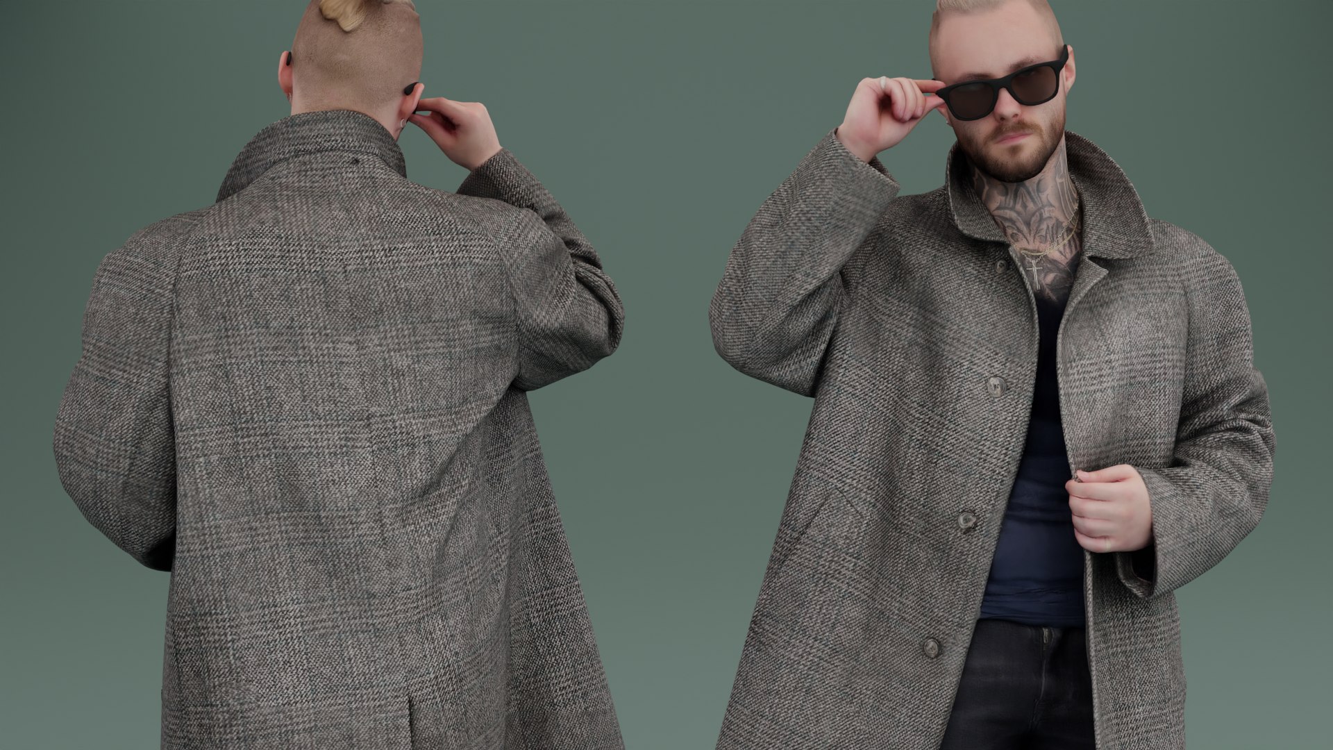 Bold Style In Gray Plaid Overcoat 3D Model - TurboSquid 2485645