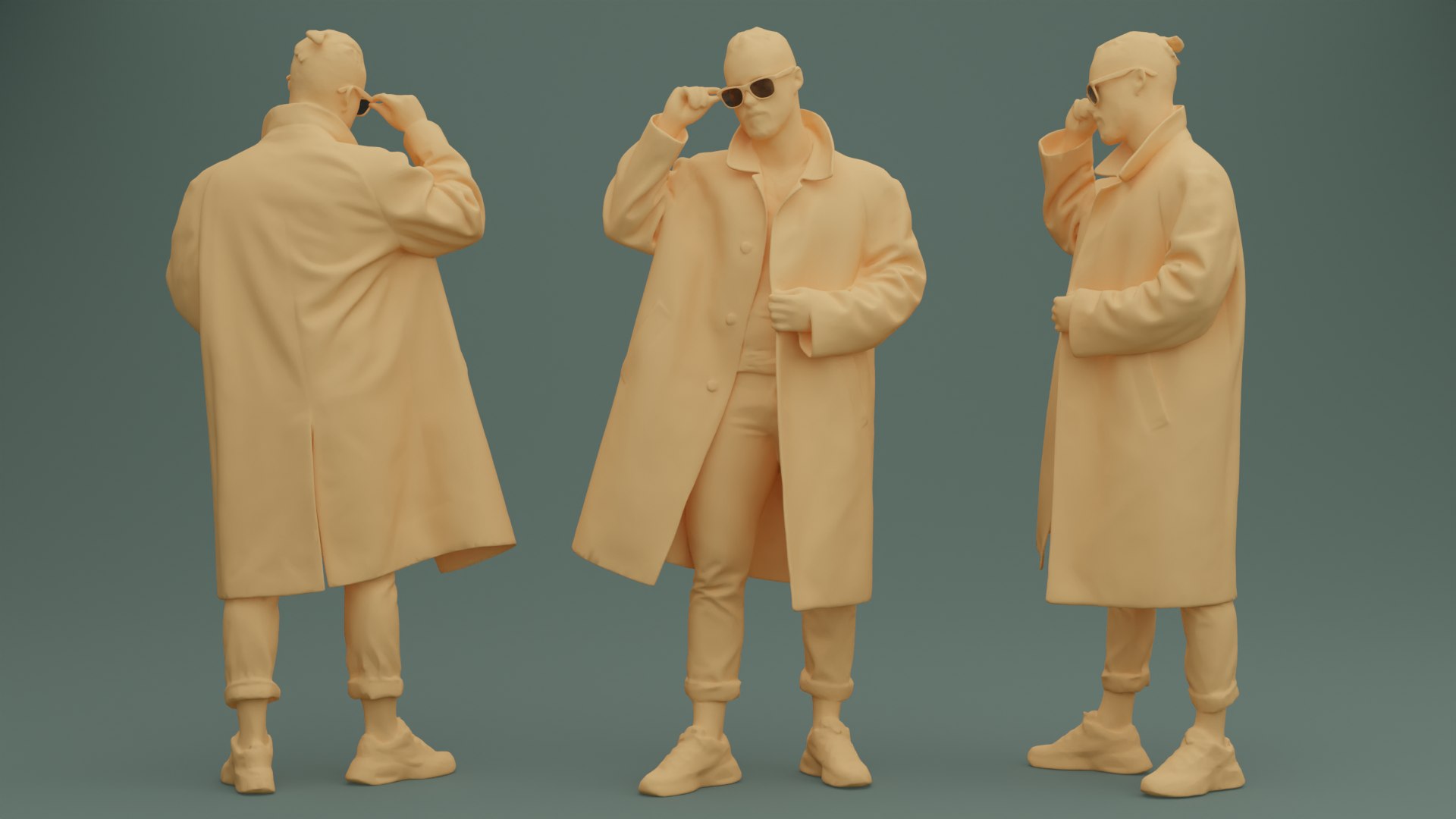 Bold Style In Gray Plaid Overcoat 3D Model - TurboSquid 2485645