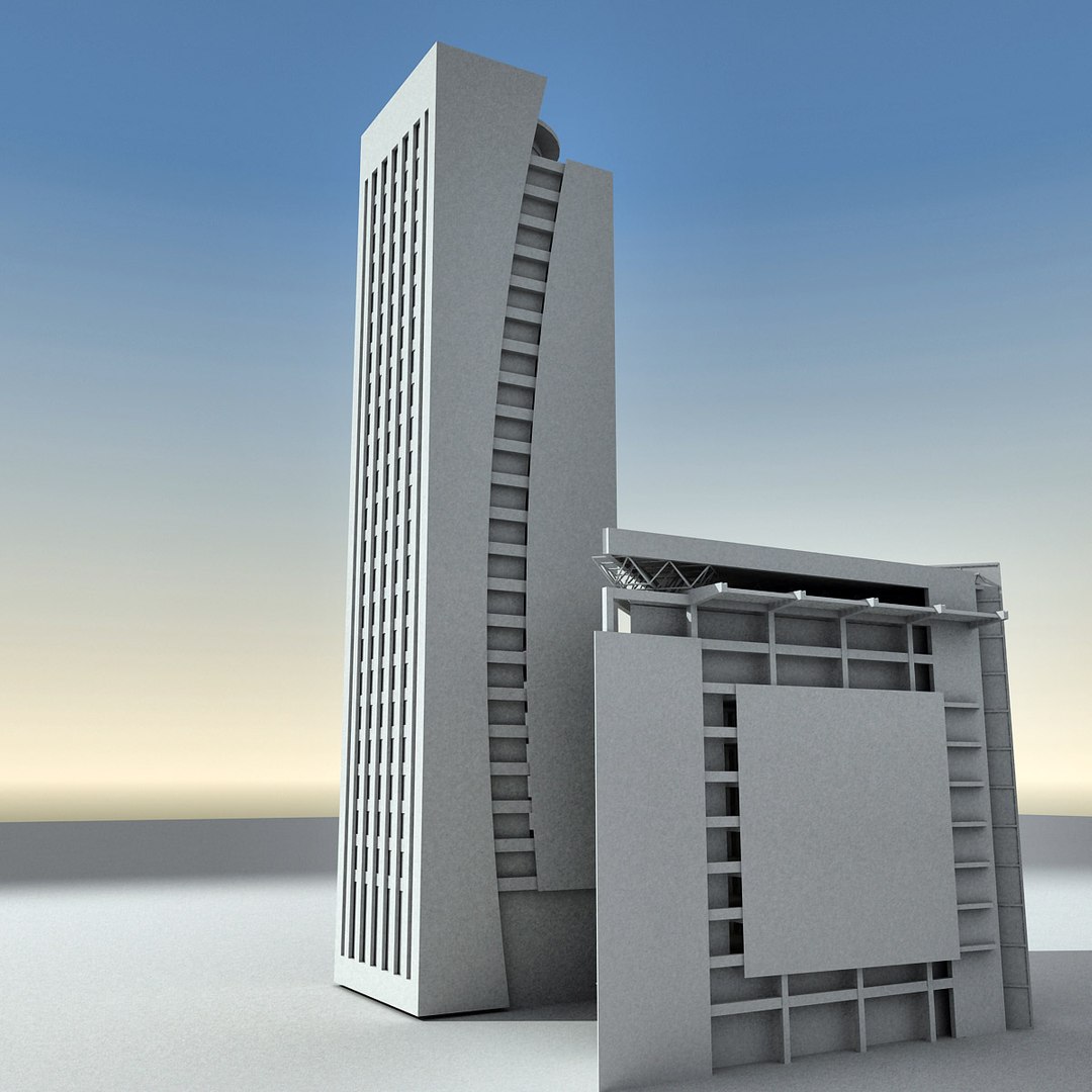 modern building architecture 3d obj