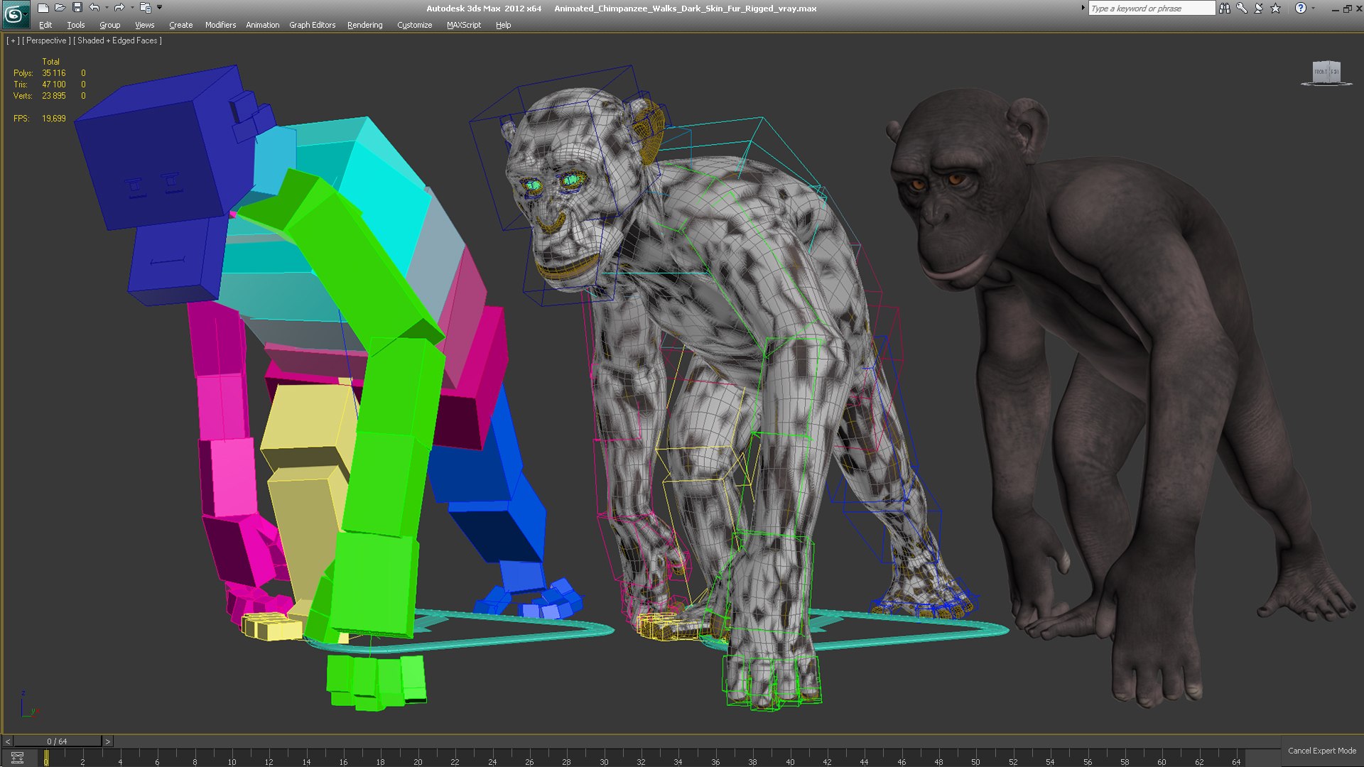 Chimpanzee Walking Animal Dark 3D Model - TurboSquid 1435957