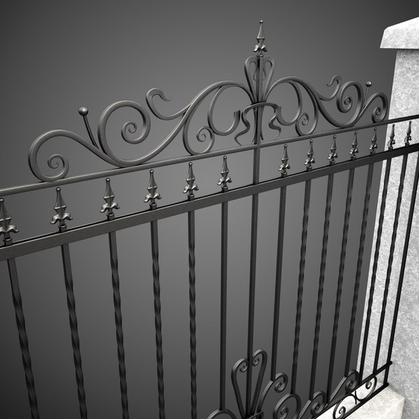 3d wrought iron fence metal model