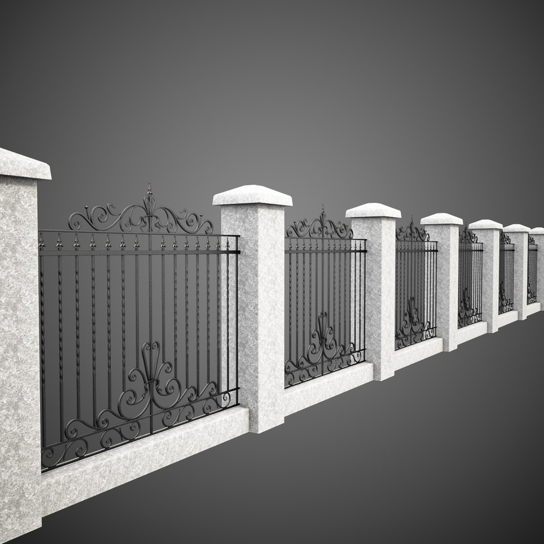 3d Wrought Iron Fence Metal Model