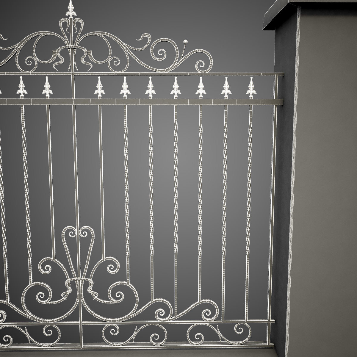 3d wrought iron fence metal model