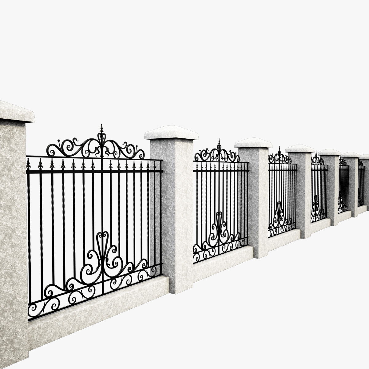 3d wrought iron fence metal model