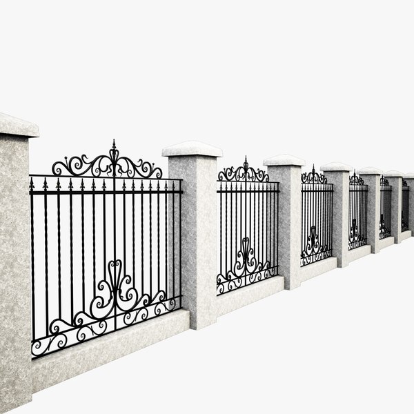 3d wrought iron fence metal model