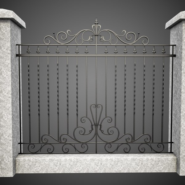 3d wrought iron fence metal model