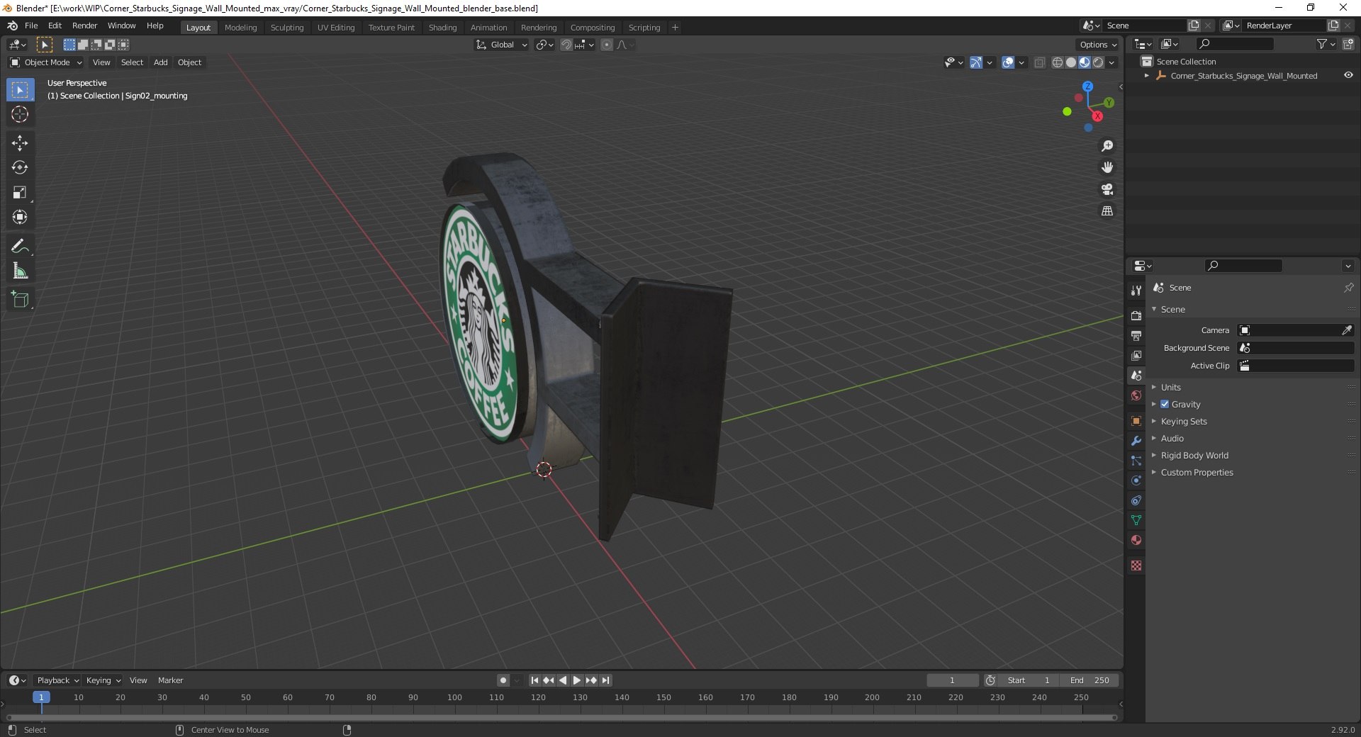 3D Corner Starbucks Signage Wall Mounted - TurboSquid 2274915