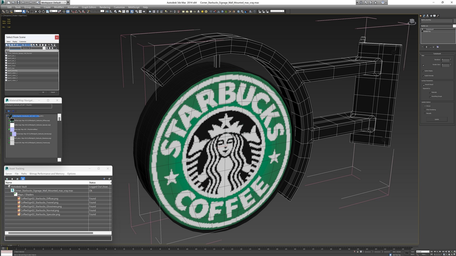 3D Corner Starbucks Signage Wall Mounted - TurboSquid 2274915