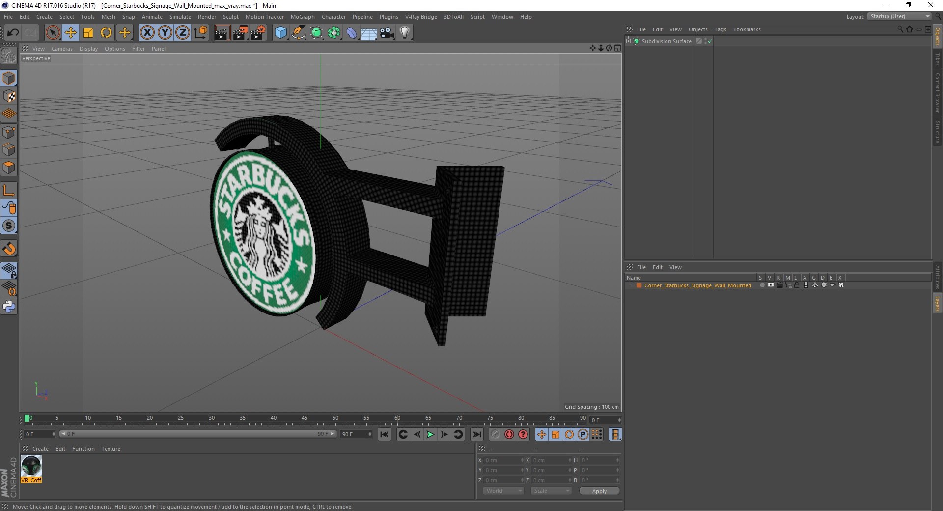 3D Corner Starbucks Signage Wall Mounted - TurboSquid 2274915