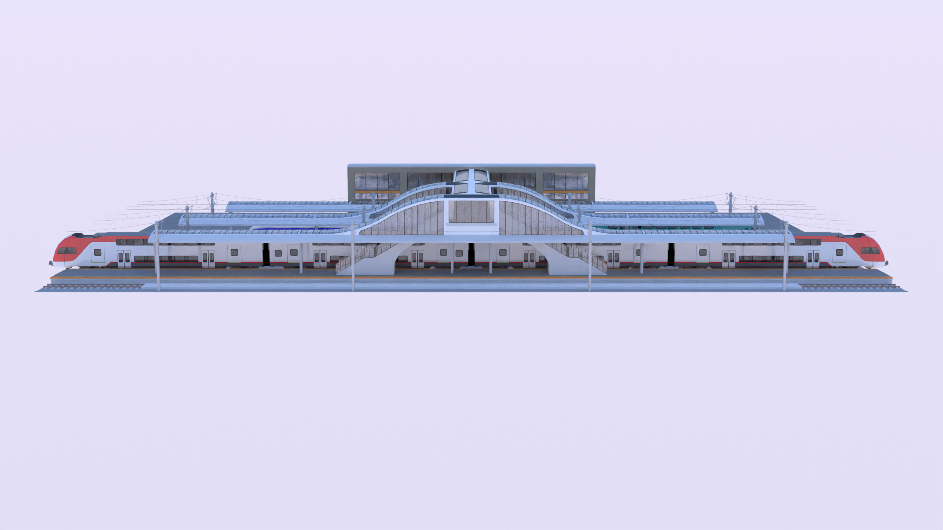 3D Stations With Doubledeck Trains - TurboSquid 2313877