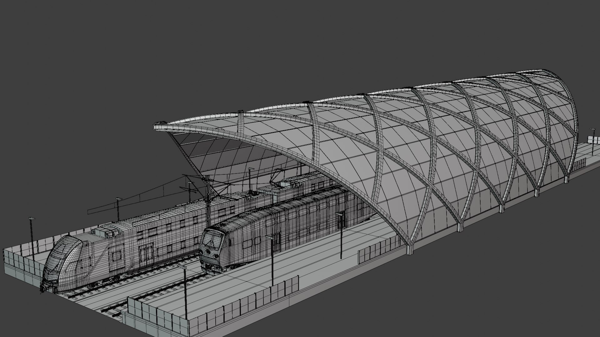 3D Stations With Doubledeck Trains - TurboSquid 2313877