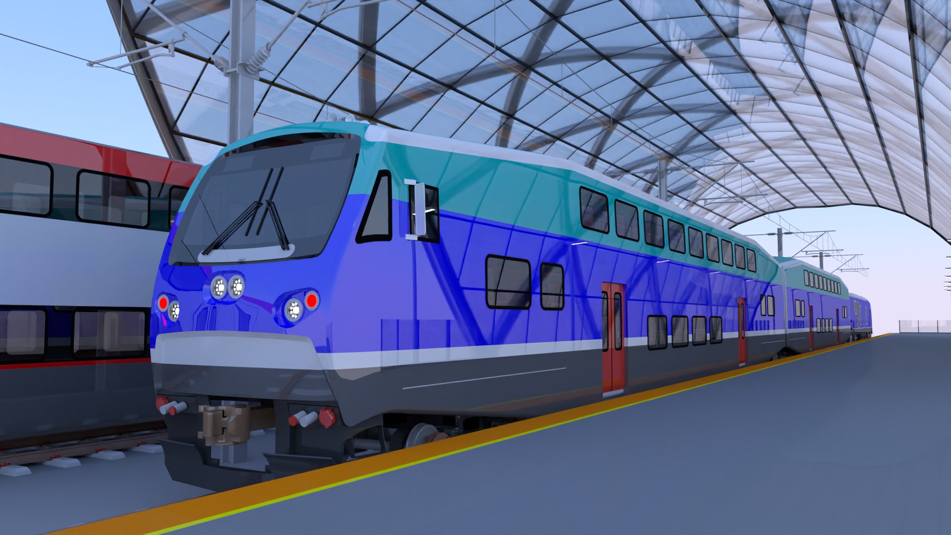 3D Stations With Doubledeck Trains - TurboSquid 2313877