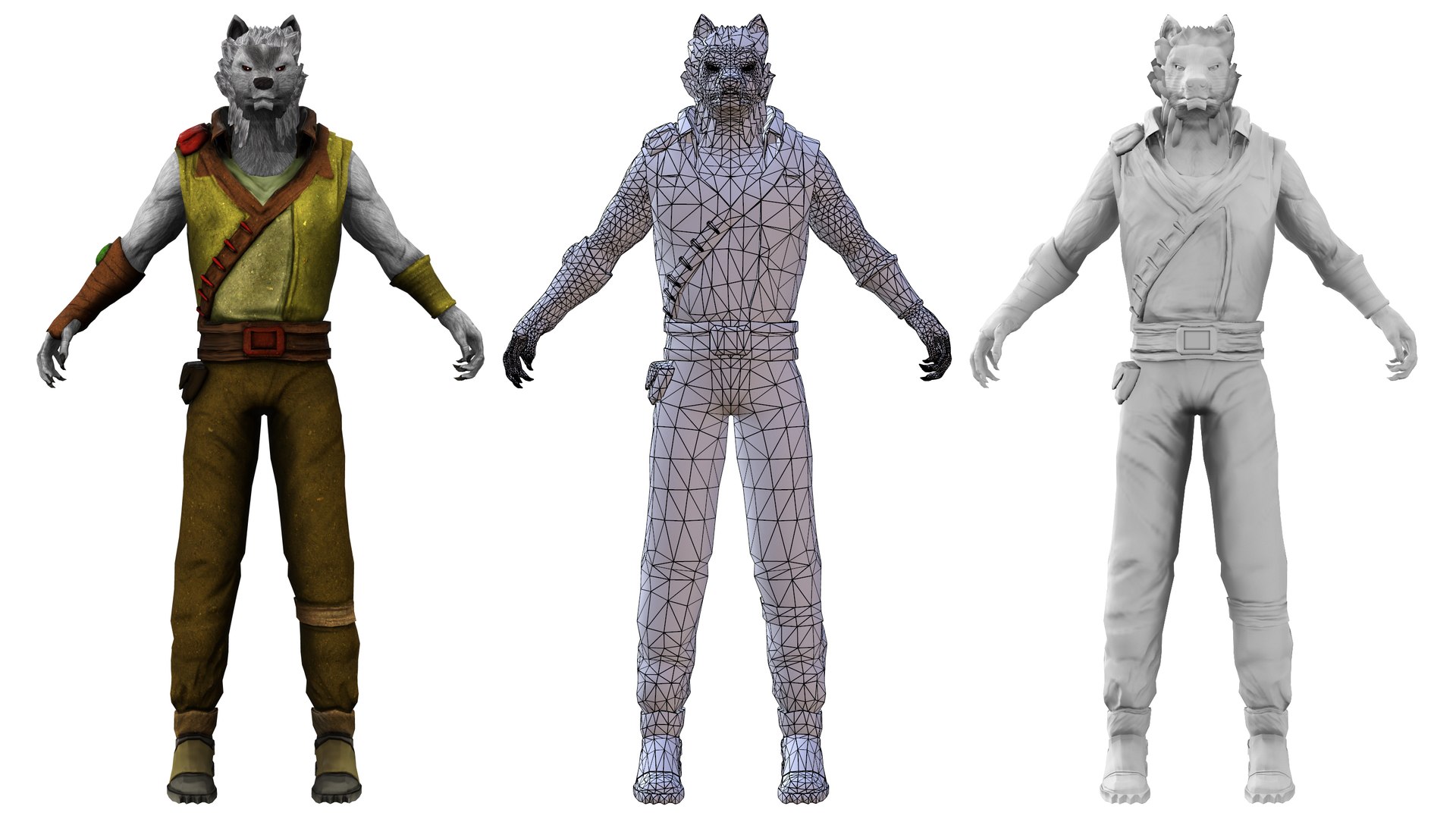 Humansize Rigged Wolf Character Model - TurboSquid 1550045