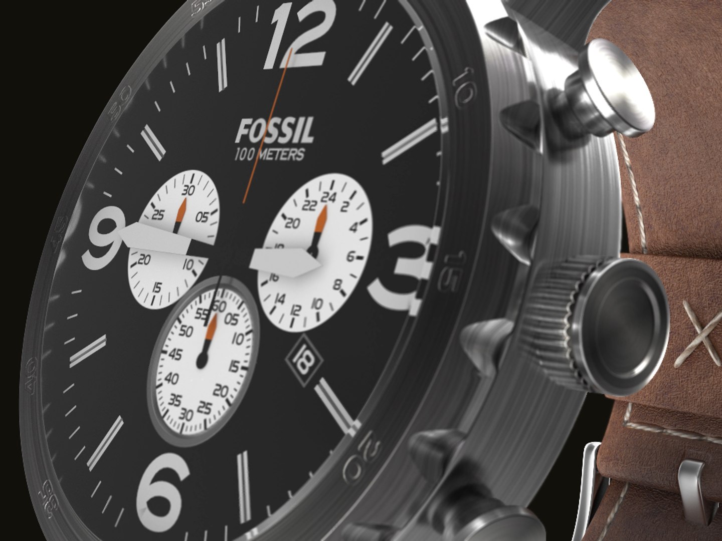 3D wristwatch fossil model - TurboSquid 1471362