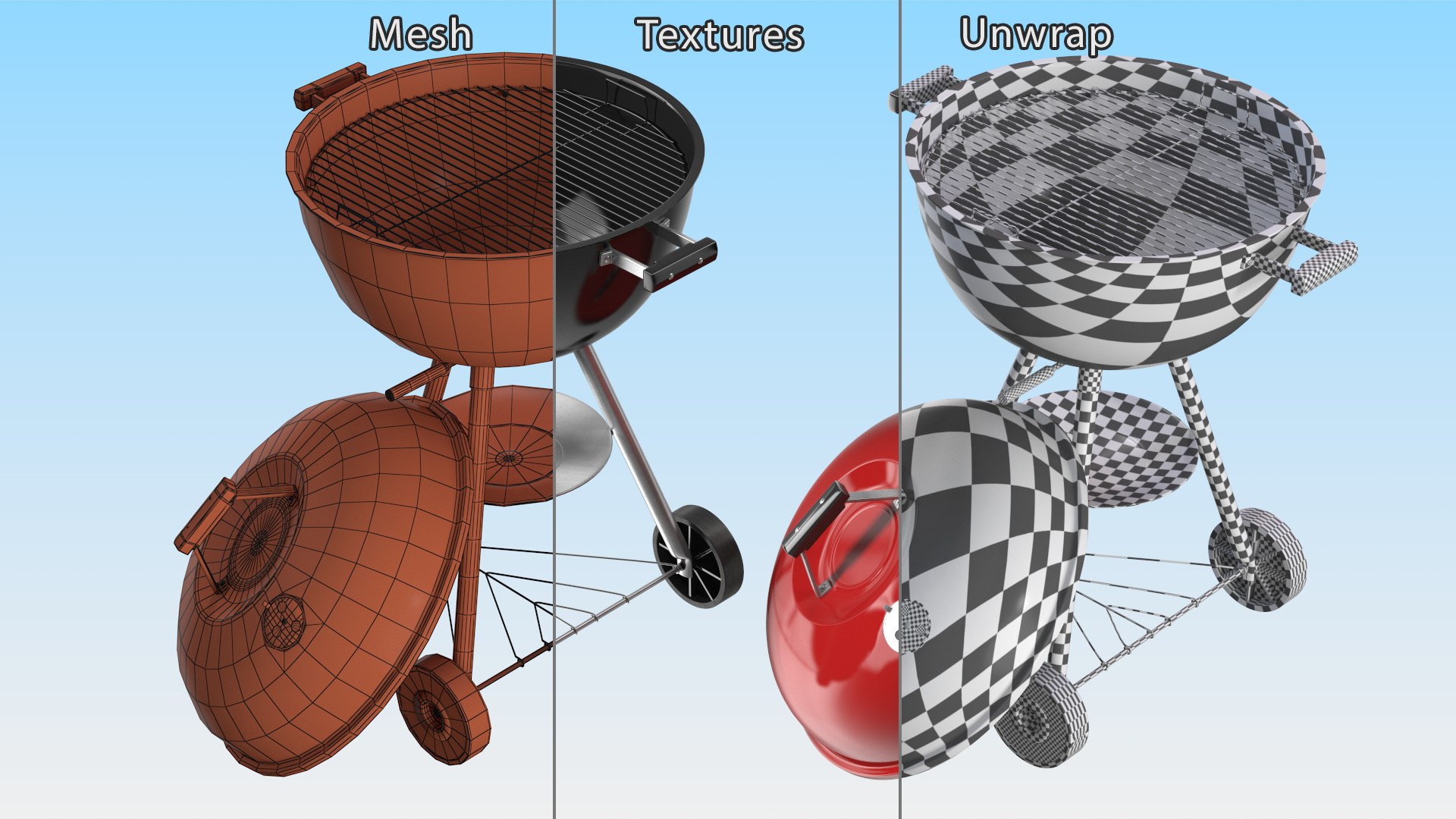 3D Classic Charcoal Grill With Wheels - TurboSquid 2279365