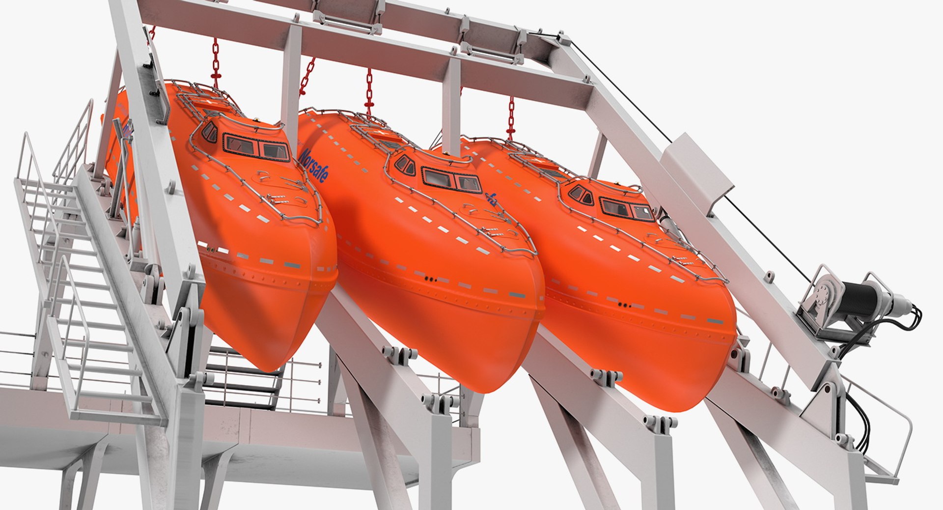 3D freefall lifeboats hydraulic launch - TurboSquid 1366949