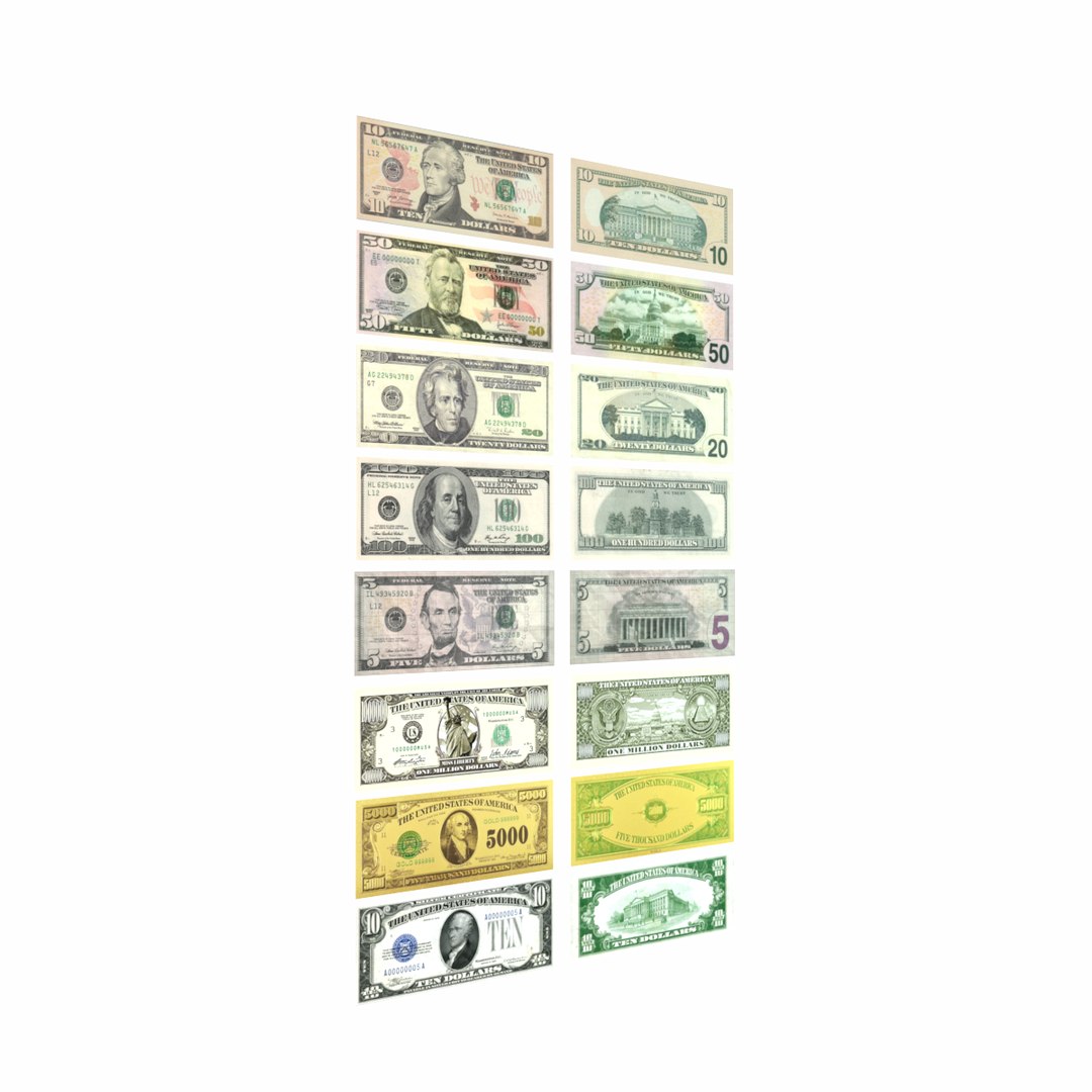 US Dollars Collection 3D Model - TurboSquid 2100132