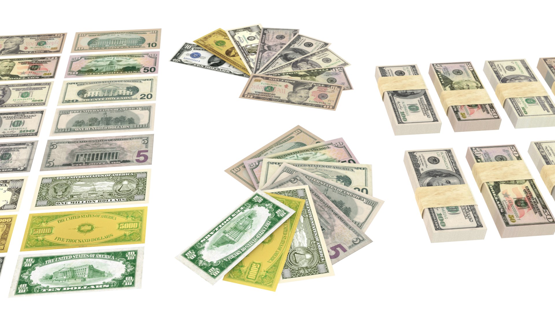 US Dollars Collection 3D Model - TurboSquid 2100132