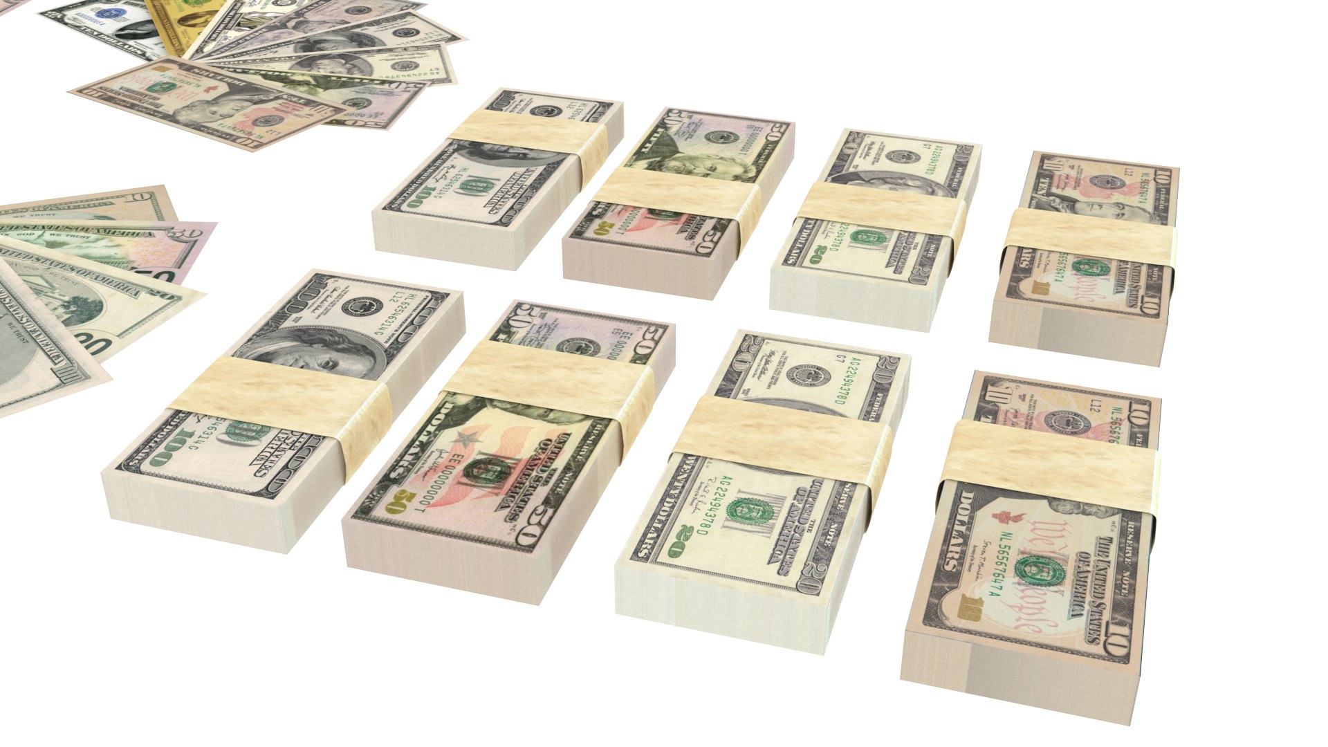 US Dollars Collection 3D Model - TurboSquid 2100132