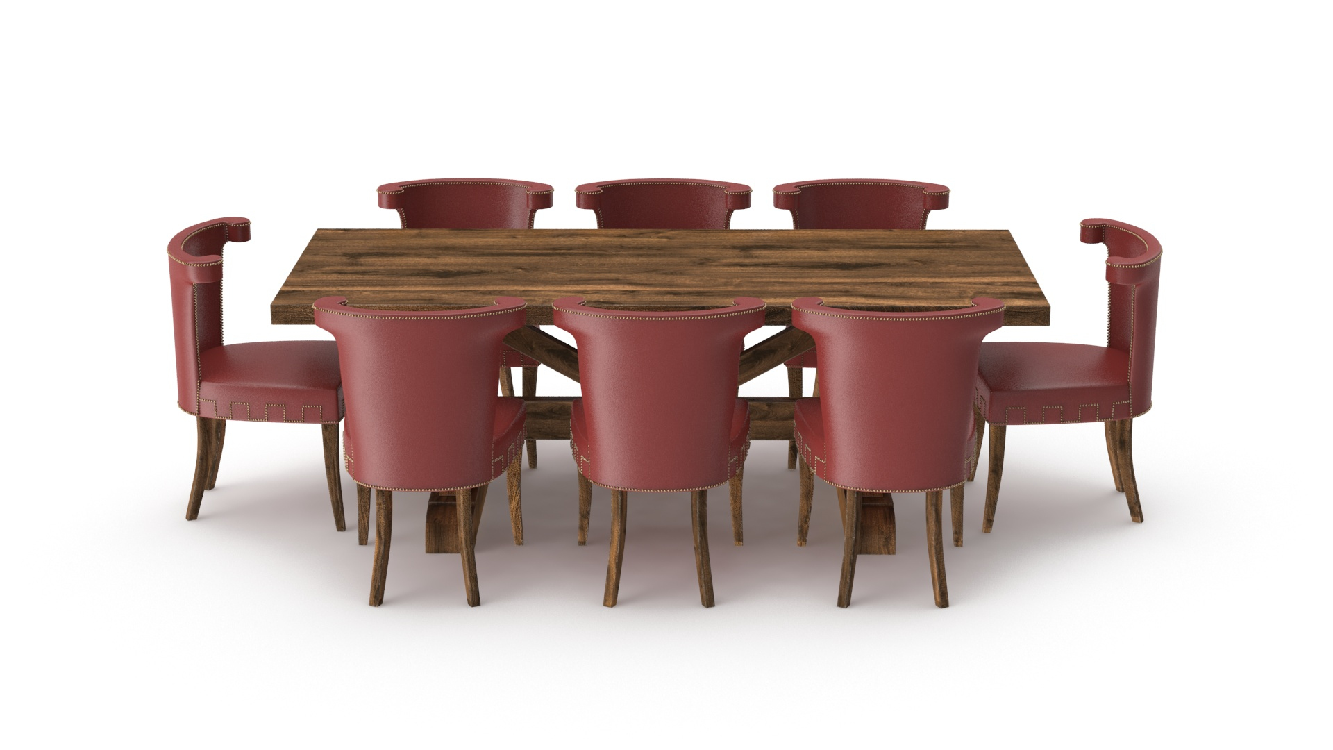 Dining Table Set With Red Chairs 3D Model - TurboSquid 1816970