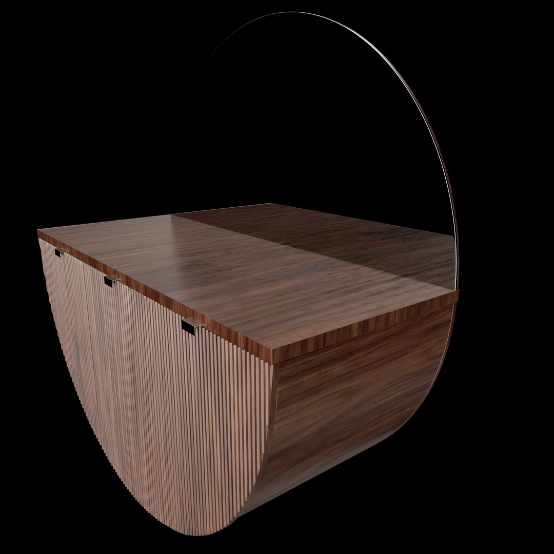 Half Circle Chest Of Drawers With Mirror 3D - TurboSquid 2195073