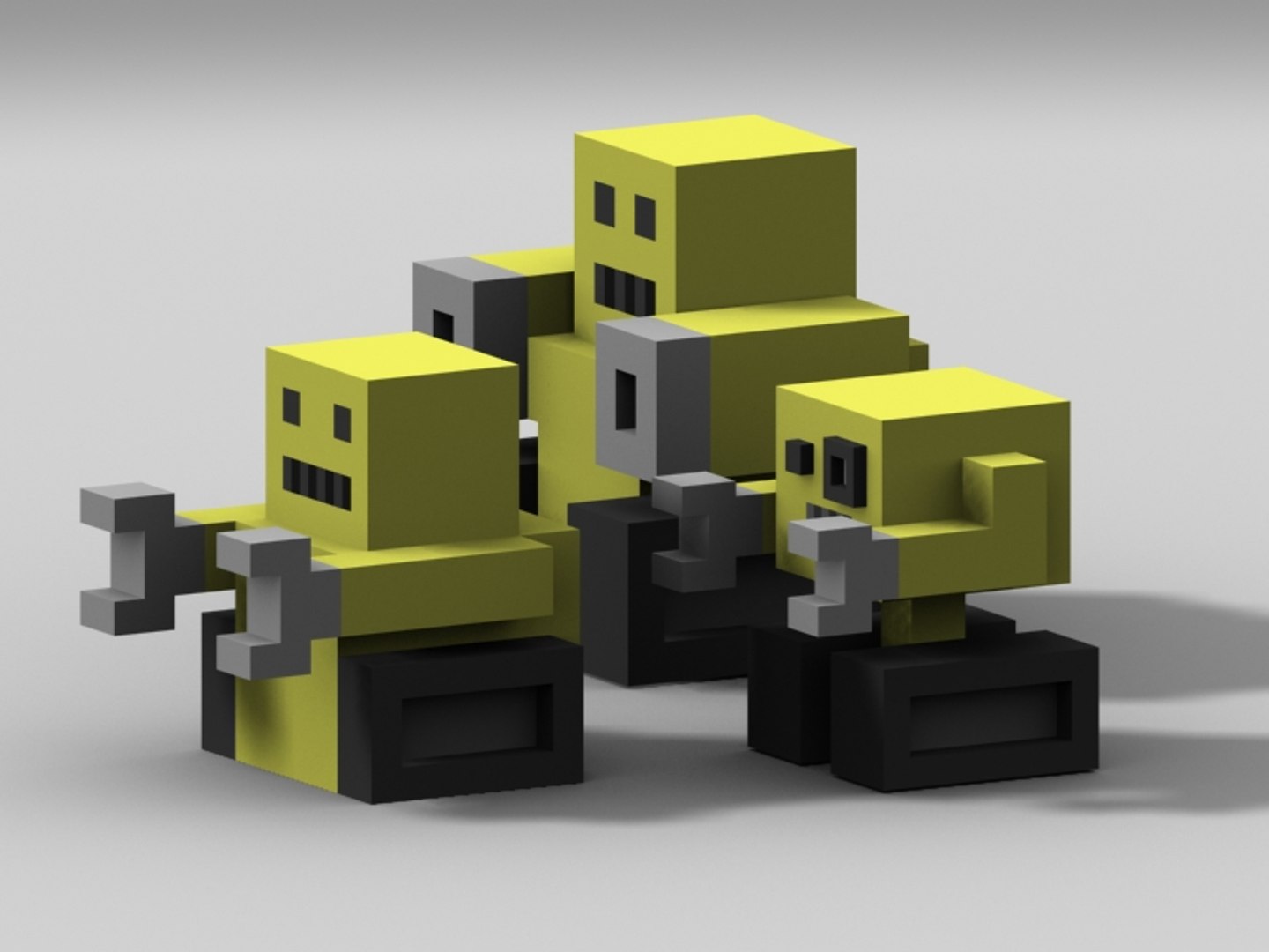 Simple Voxel-style Robots Voxel 3d Model