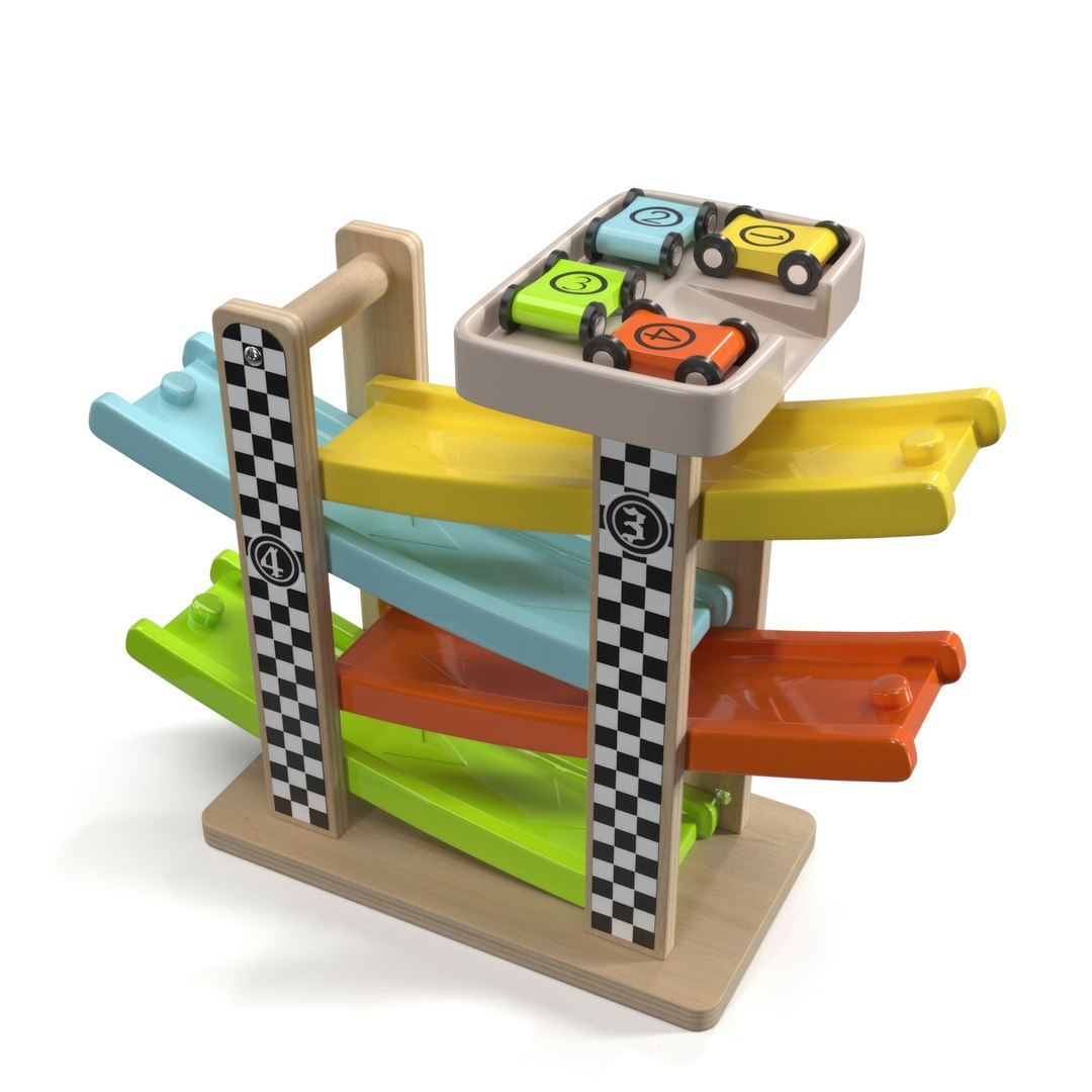 Top Bright Toddler Gifts Wooden Race Track Car Ramp Racer PBR 3D ...