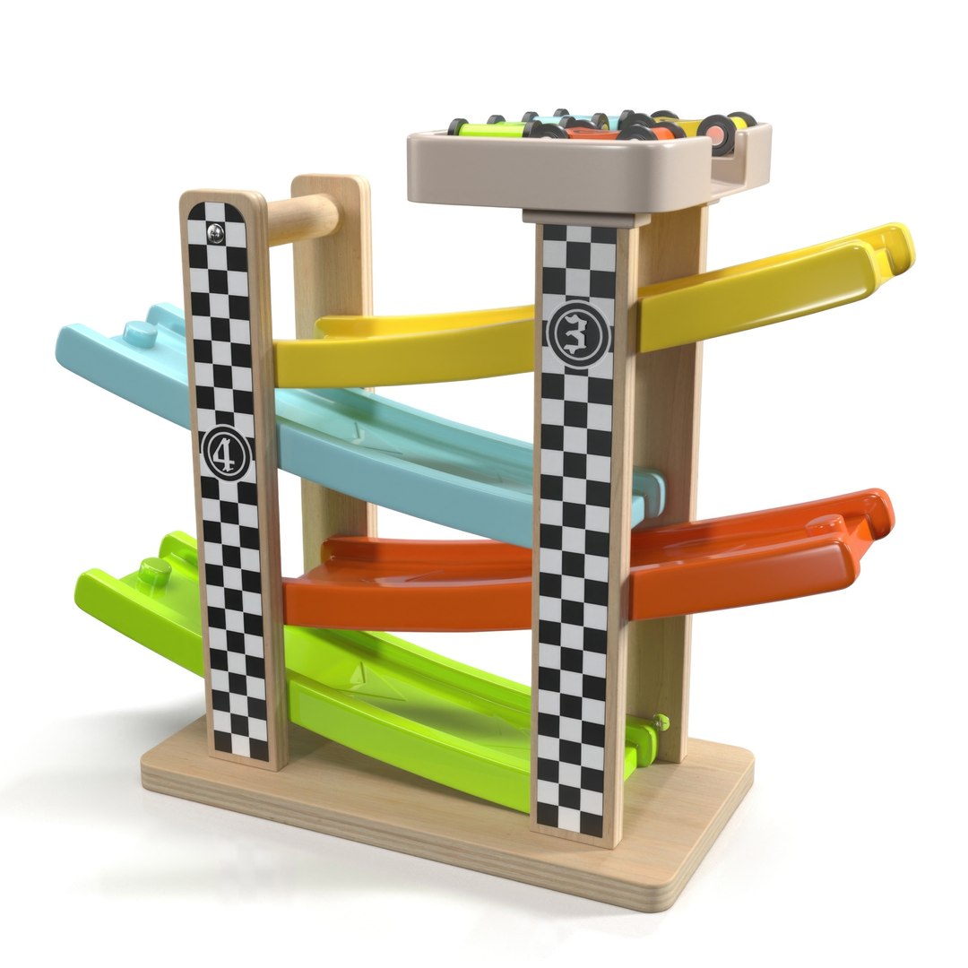 Top Bright Toddler Gifts Wooden Race Track Car Ramp Racer PBR 3D ...