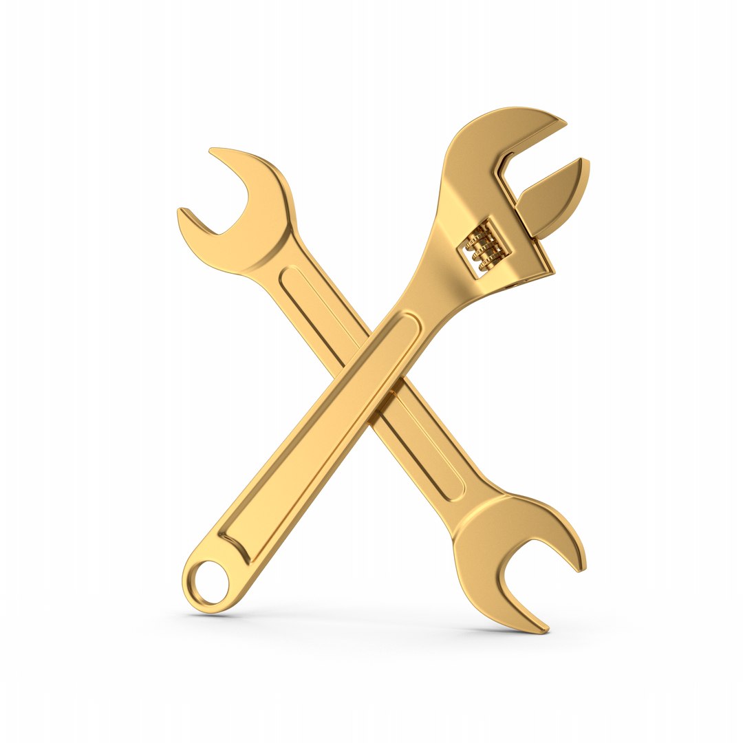 3D Gold Wrench Settings Symbol - TurboSquid 2308618
