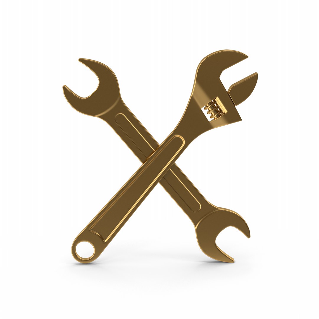 3D Gold Wrench Settings Symbol - TurboSquid 2308618