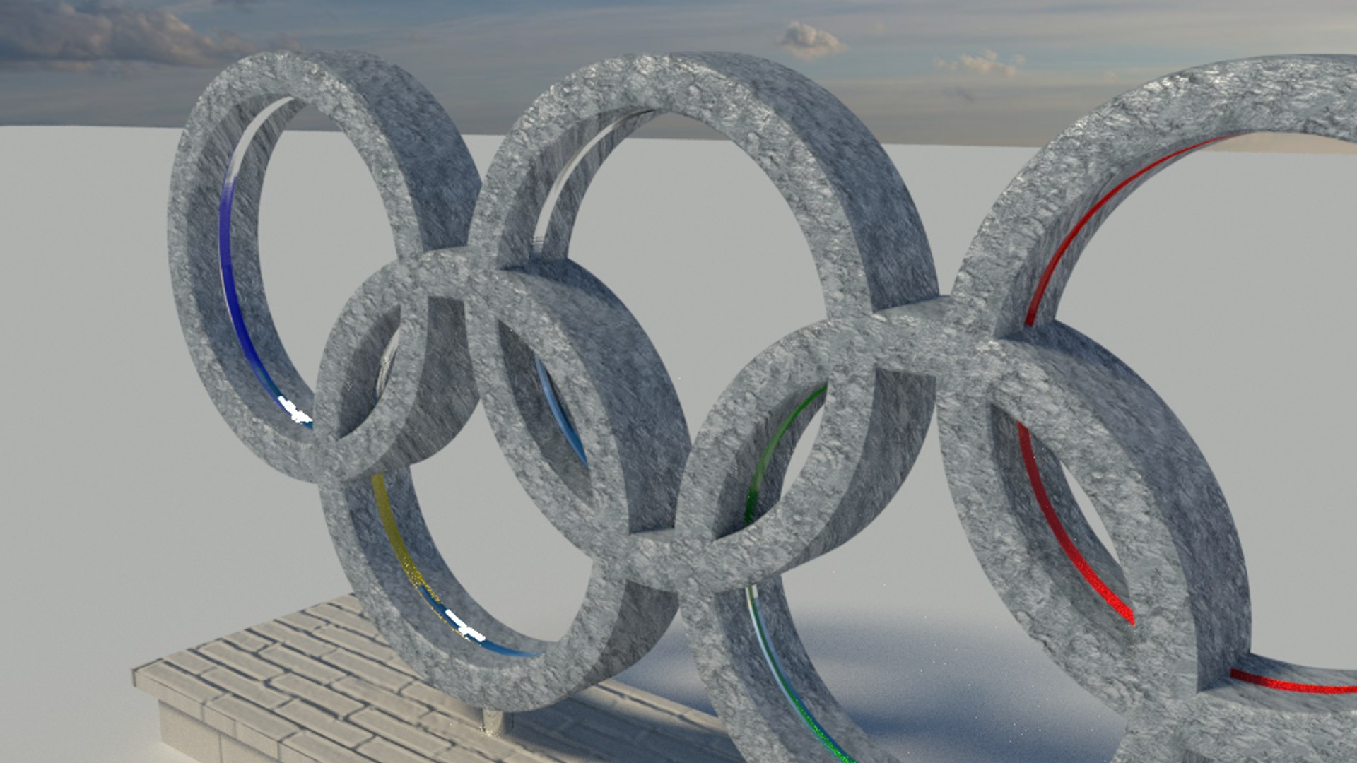 3d Model Low-poly Olympics Rings