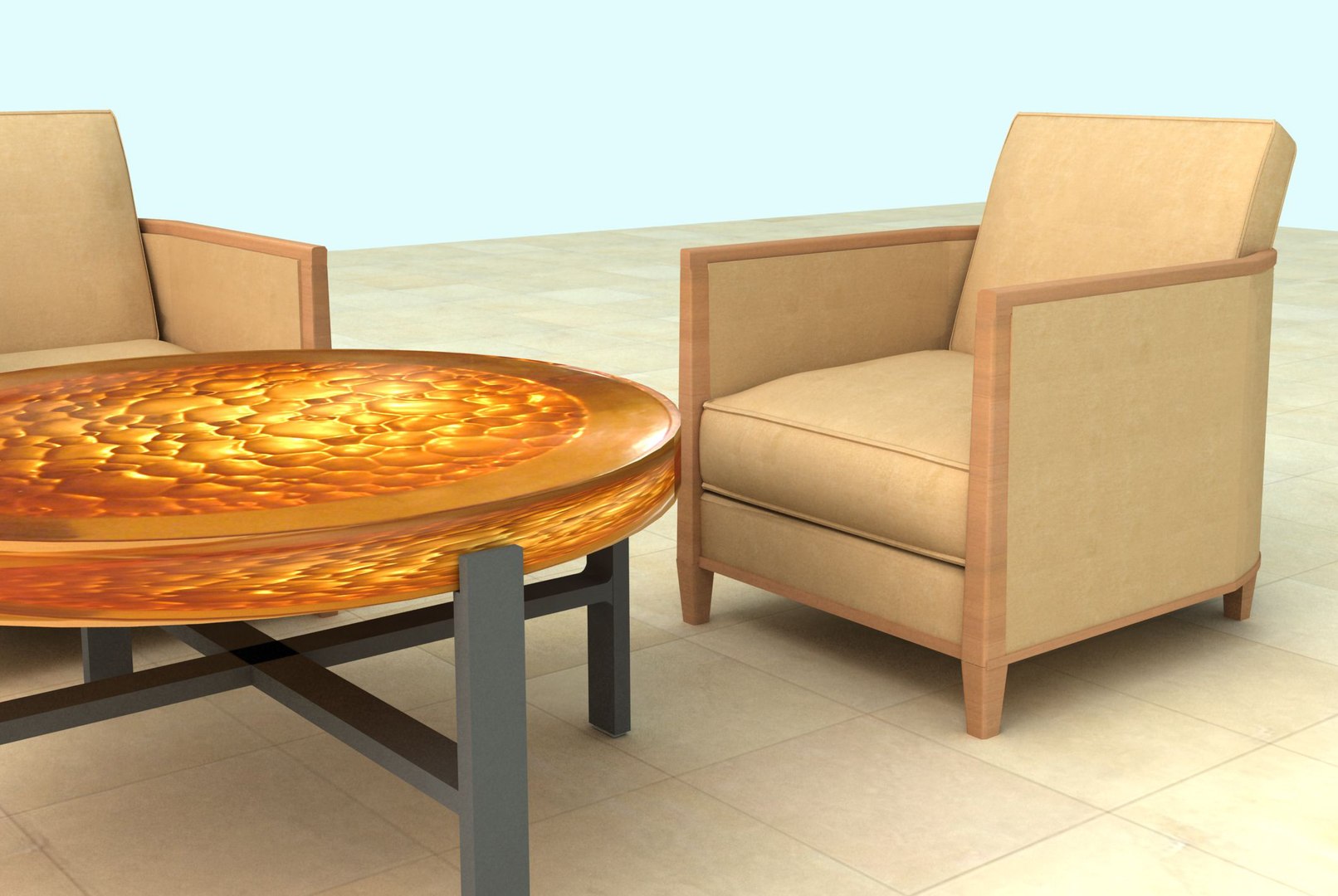 3ds Max Amber Table Club Chairs