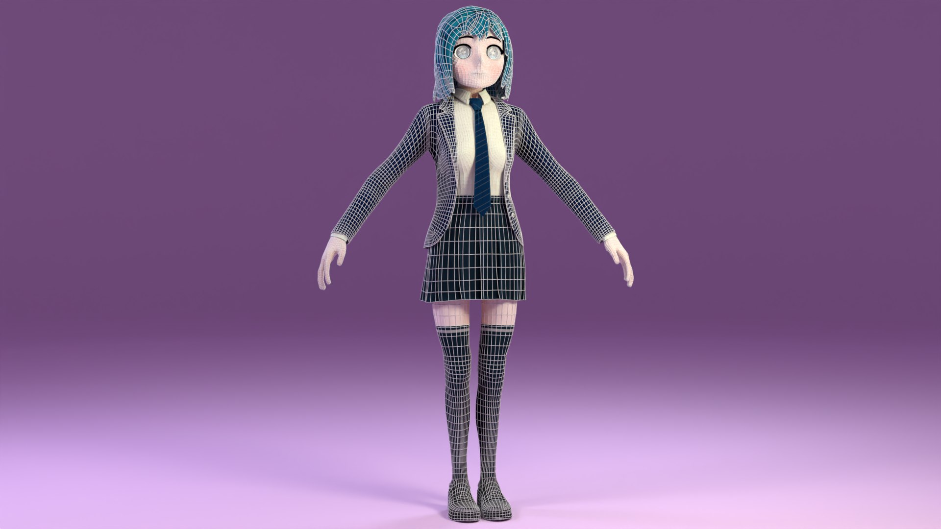 Girl Anime School 3D Model - TurboSquid 1691252