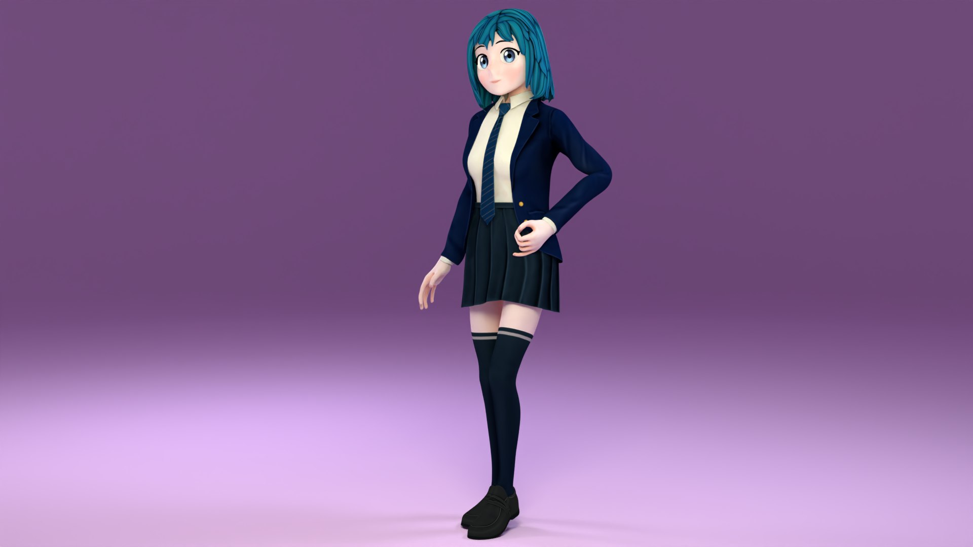 Girl Anime School 3D Model - TurboSquid 1691252