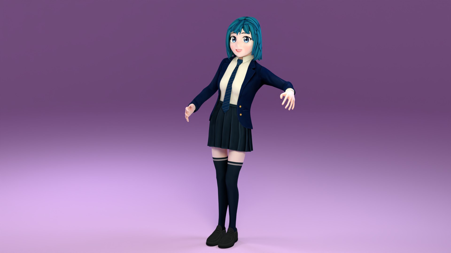 Girl Anime School 3D Model - TurboSquid 1691252