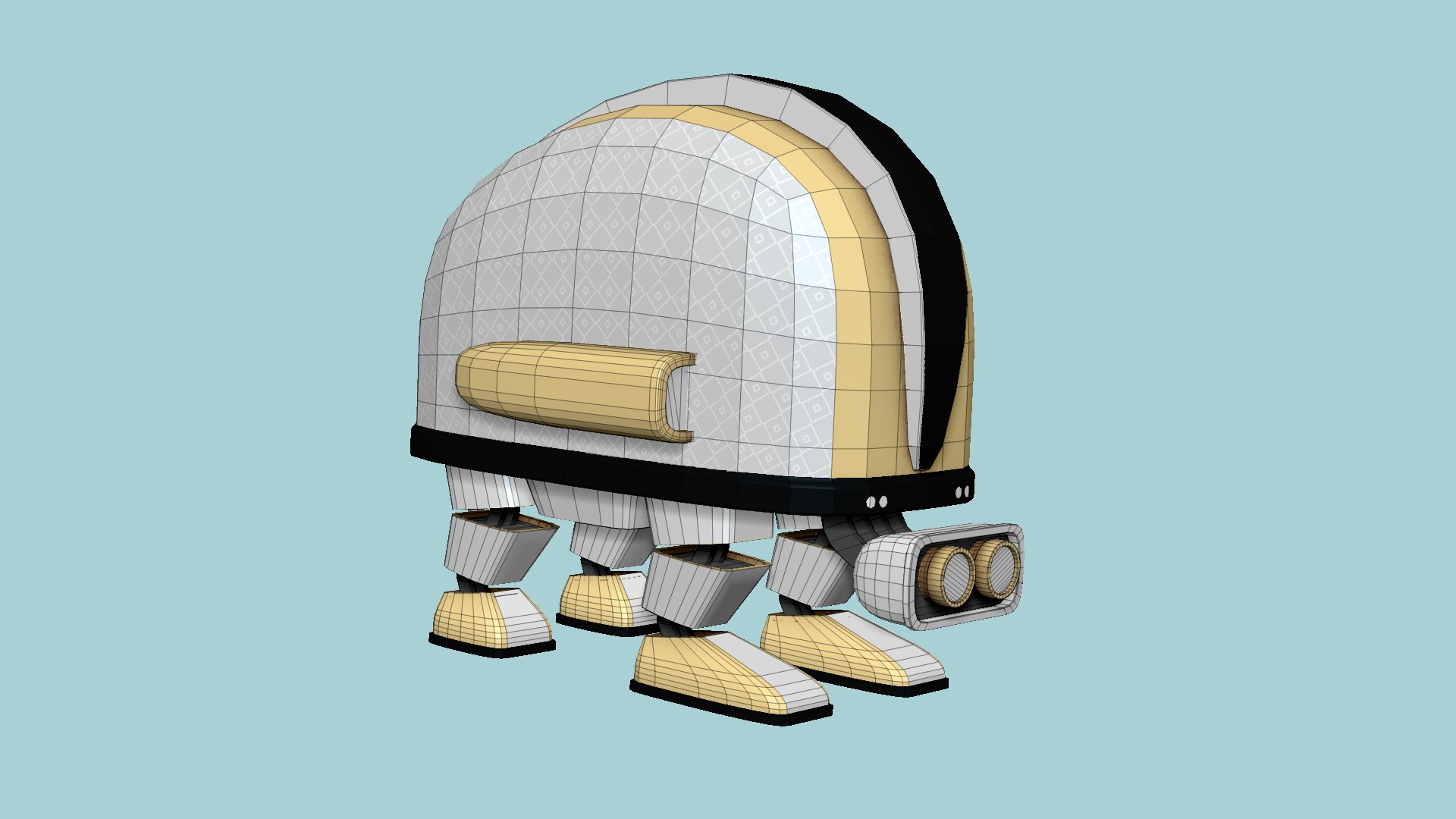 Turtleback Robot J05 White Gold - SciFi Character Design 3D ...