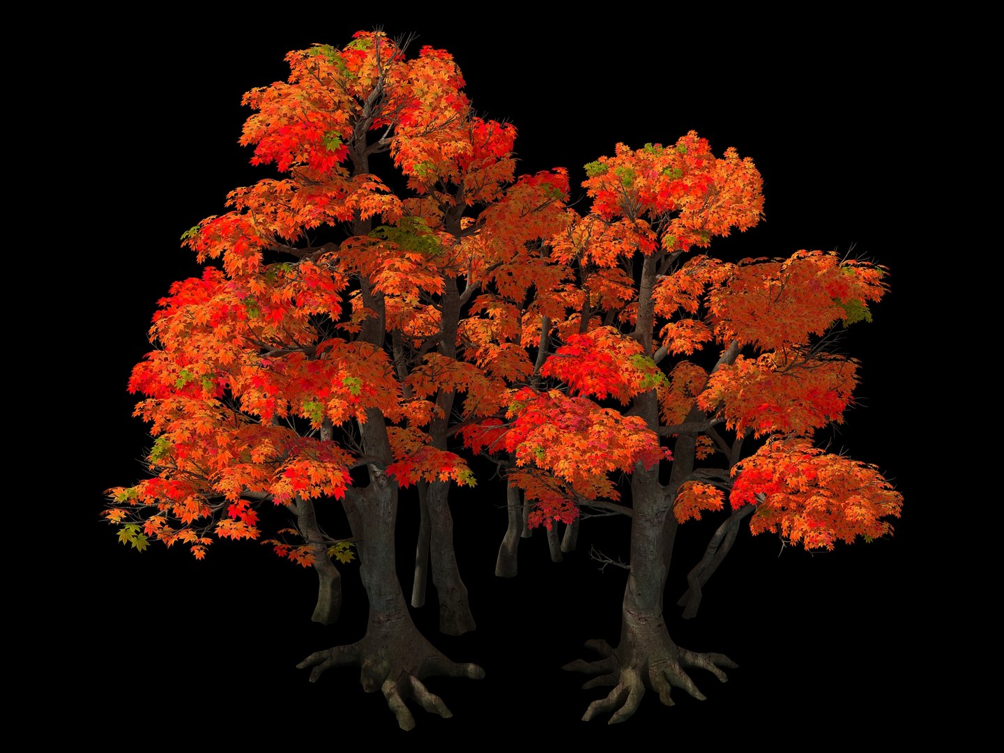 3D Model Forest - Red Tree - TurboSquid 1449180