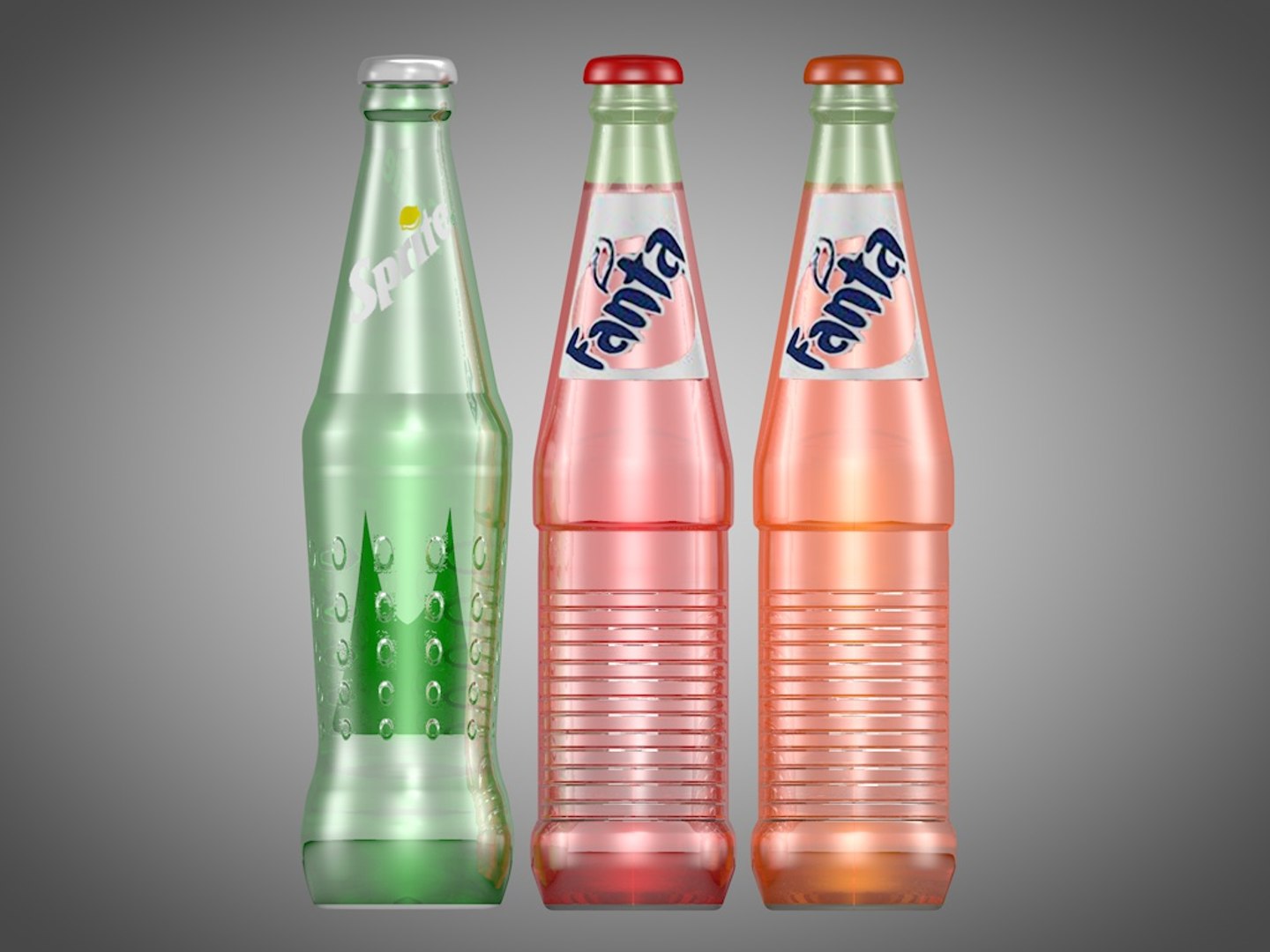 355ml Bottles Sprite Fanta 3ds