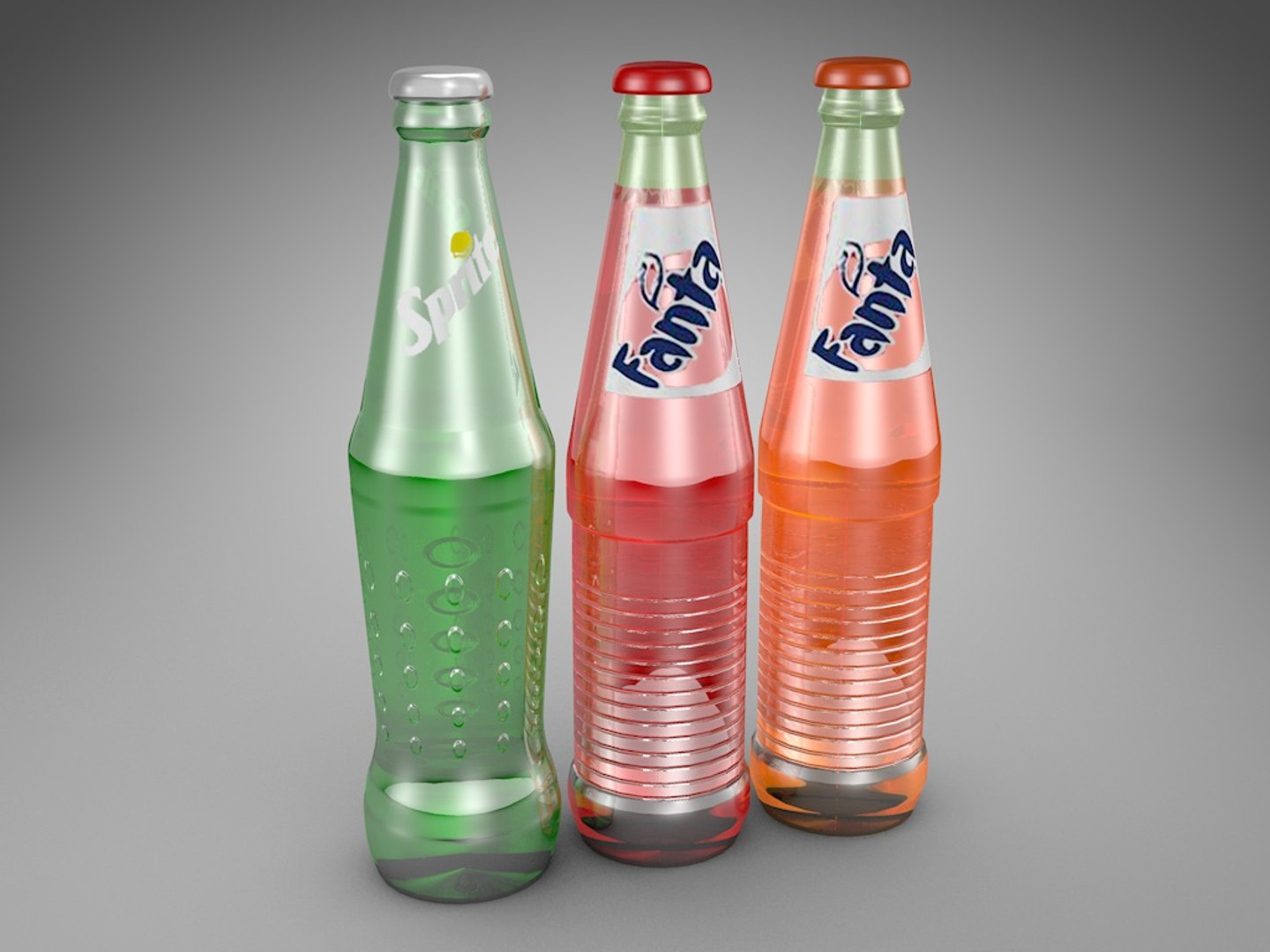 355ml Bottles Sprite Fanta 3ds