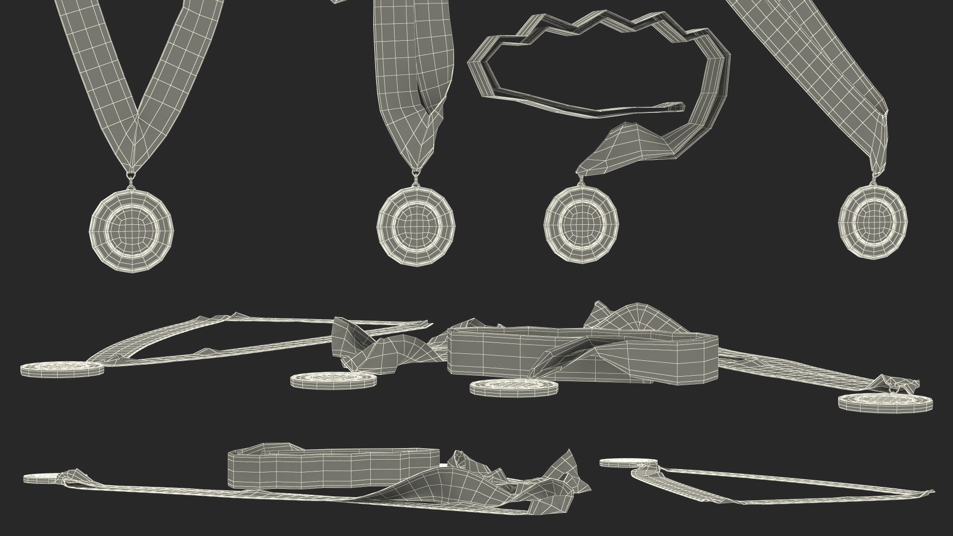 Award Medal Set With Ribbons 3D - TurboSquid 2204014