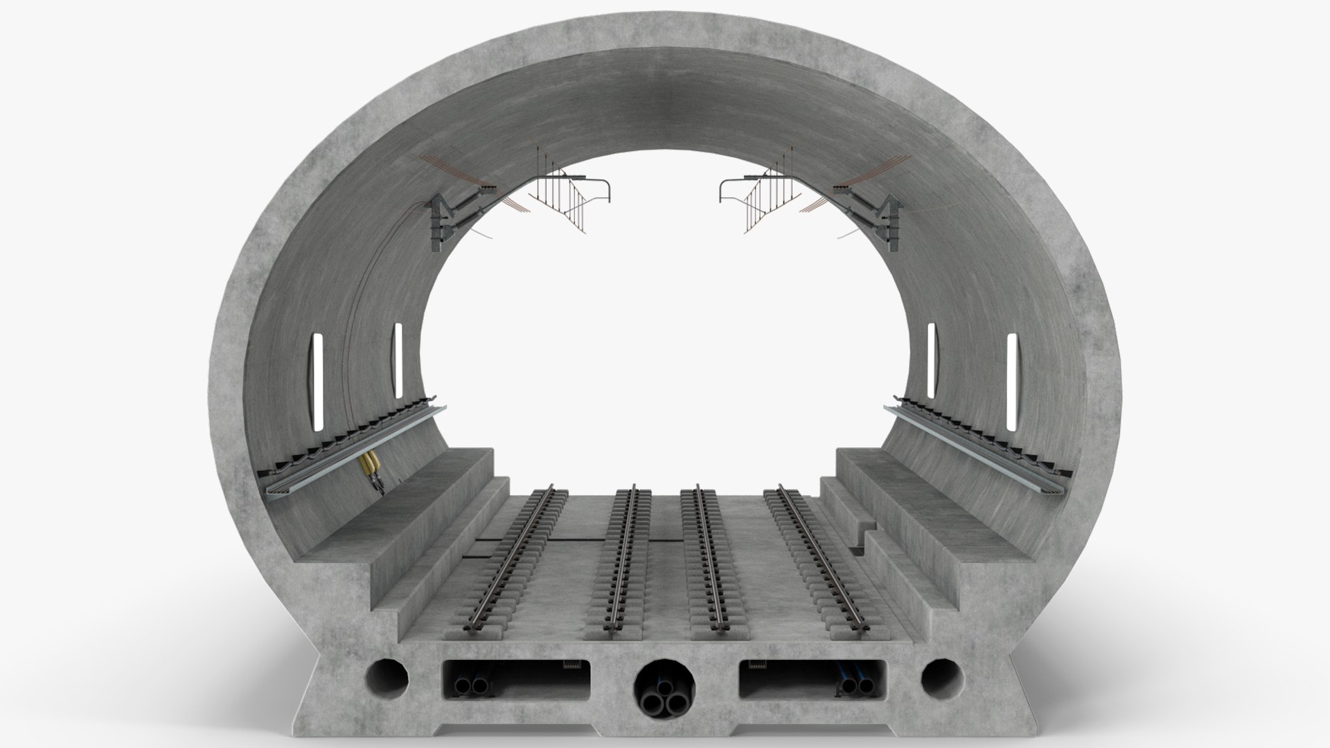3D Railway Tunnel Section Straight - TurboSquid 2279012