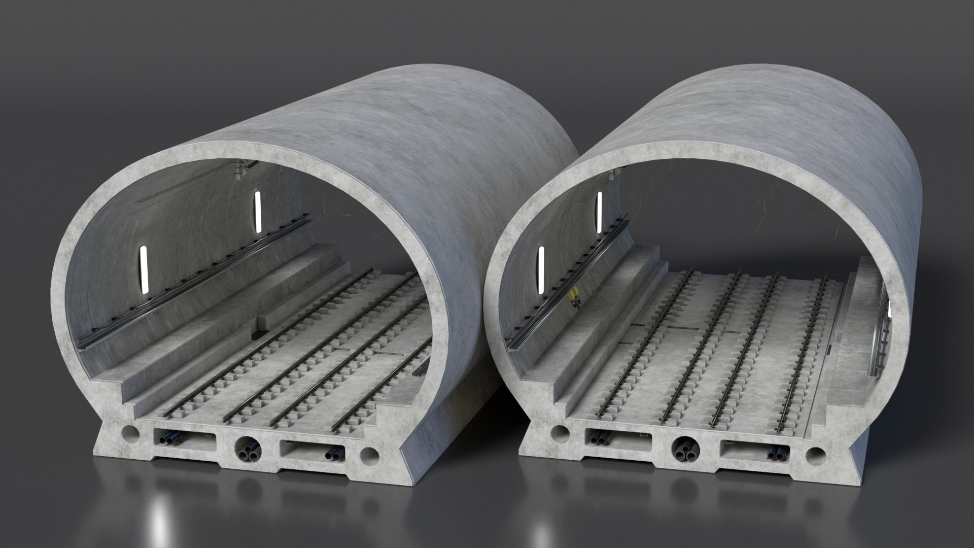 3D Railway Tunnel Section Straight - TurboSquid 2279012