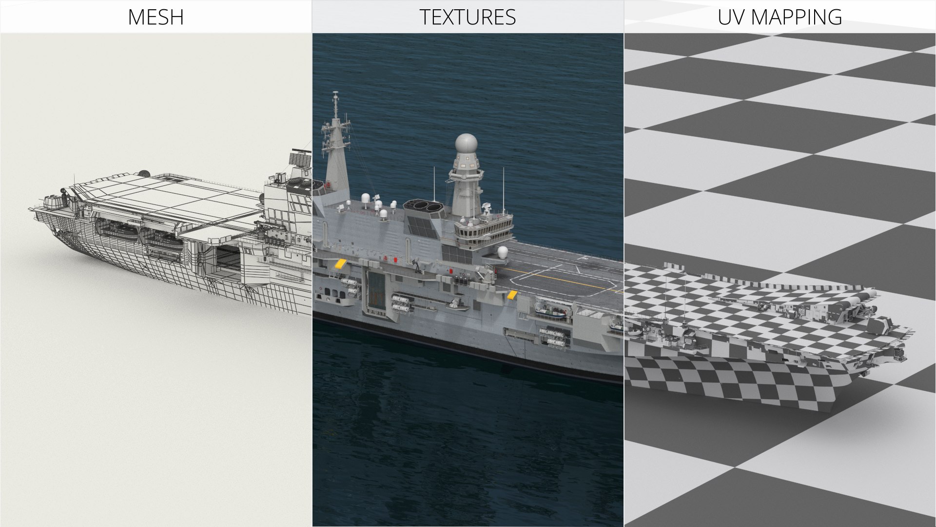 Large Naval Aircraft Carrier Vehicle On Water 3D Model - TurboSquid 2517533