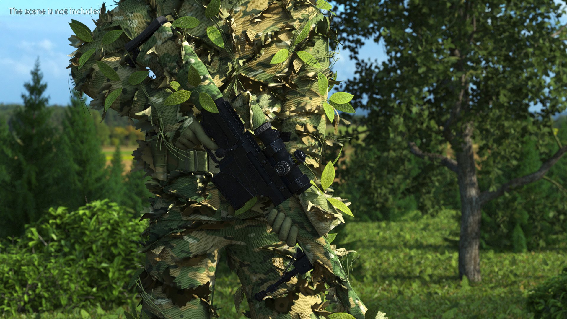 3D Sniper in Leaf Ghillie Suit Rigged for Maya model - TurboSquid 2000210