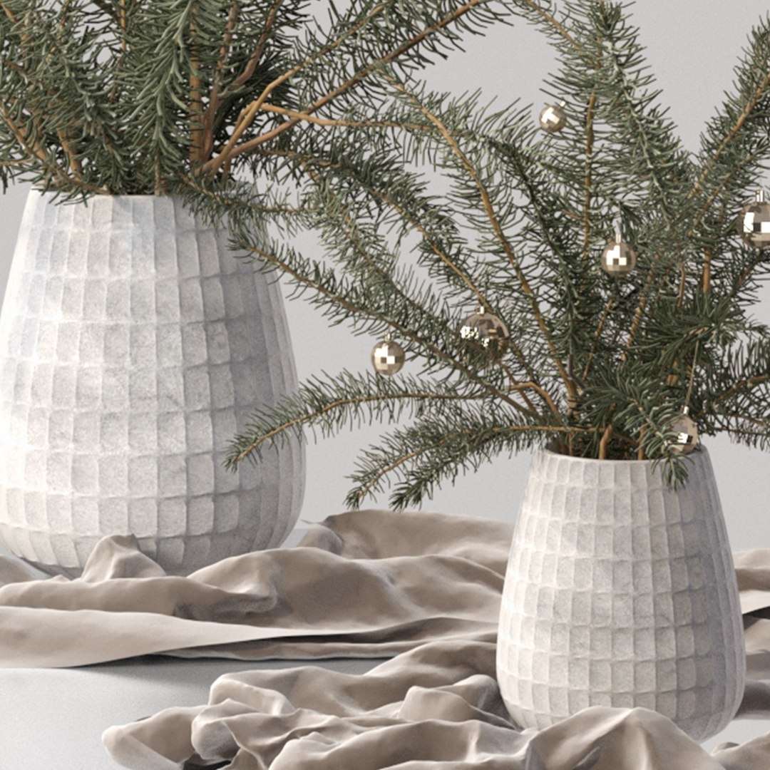 3D Christmas Tree Xmas Decorative Pine Tree Bouquet Vases Holiday Decoration - TurboSquid 1819860