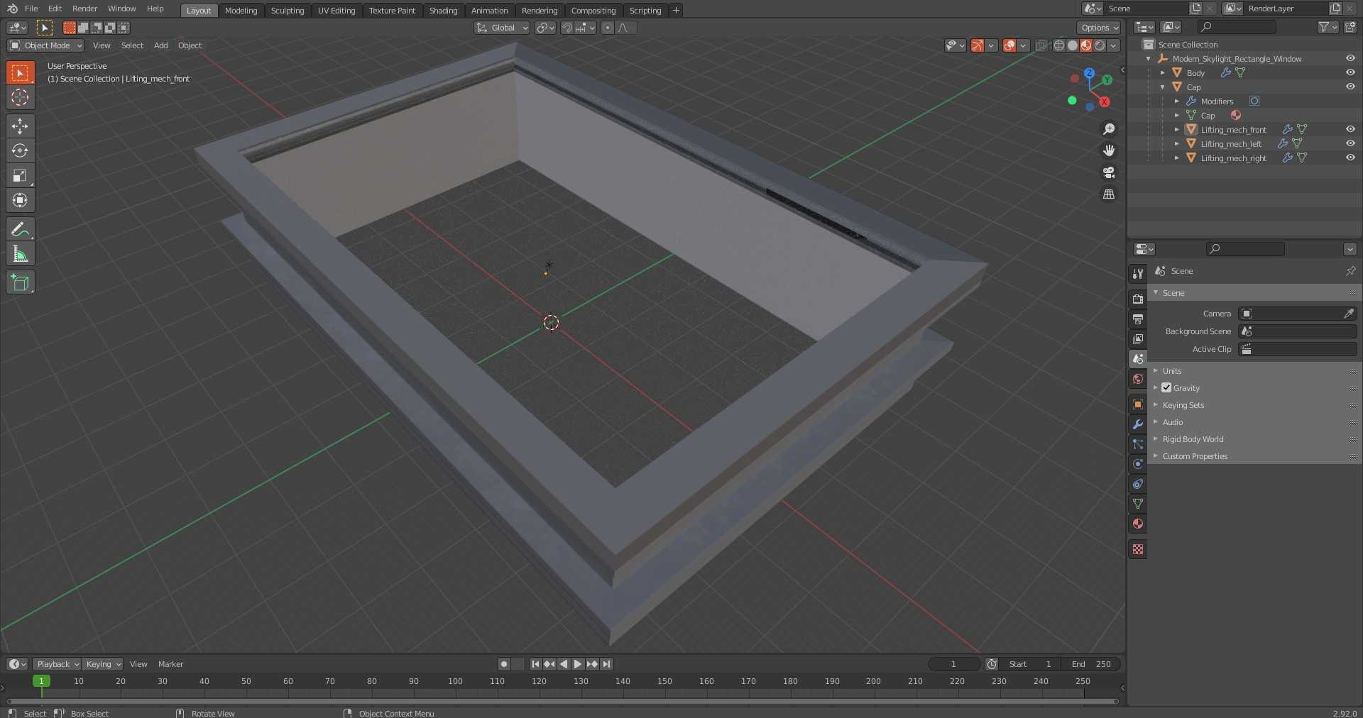 3D Modern Skylight Rectangle Window - TurboSquid 2193373
