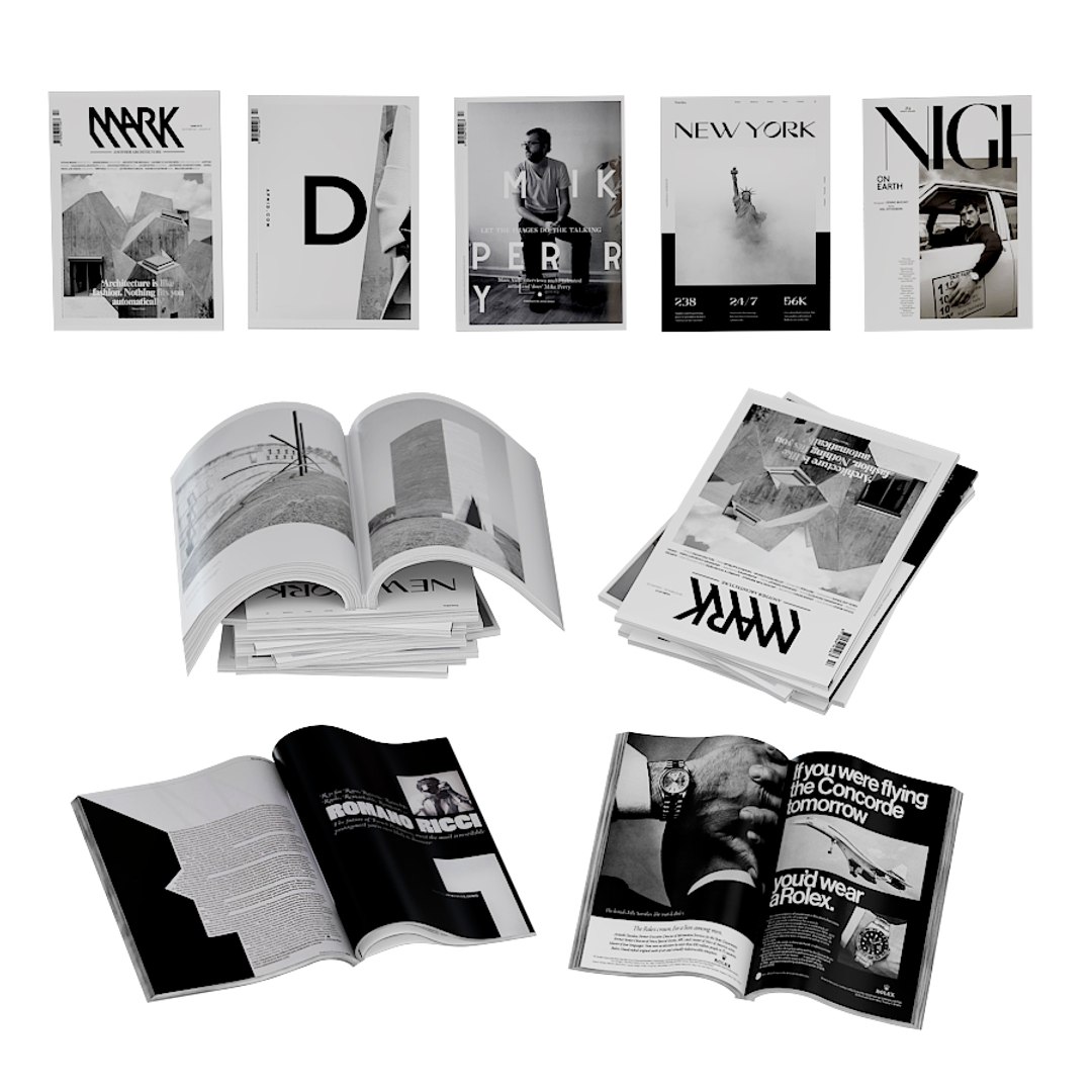 Magazines Dark Color 3 3D Model - TurboSquid 1655212