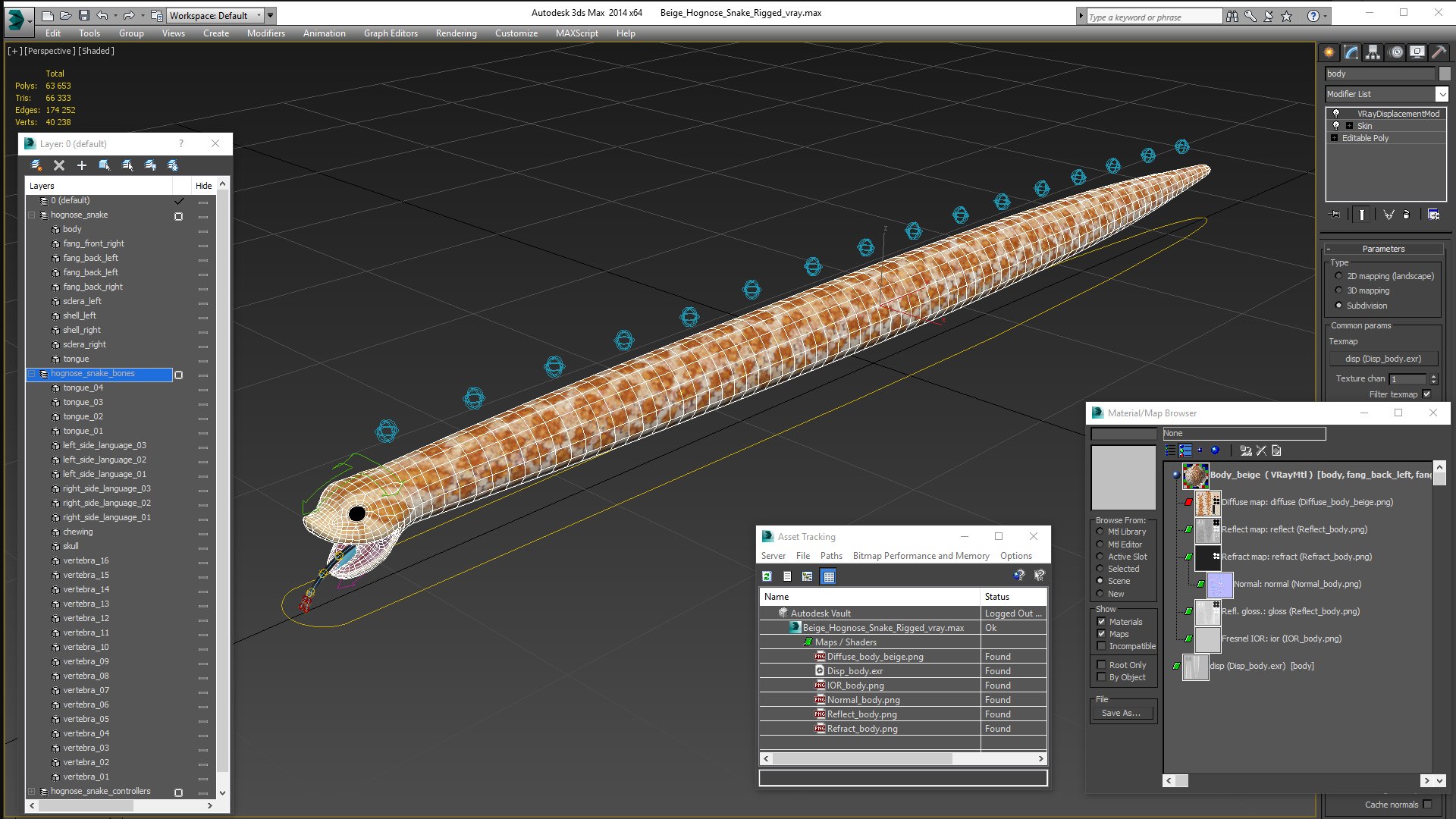 3D Model Beige Hognose Snake Rigged - TurboSquid 1476114